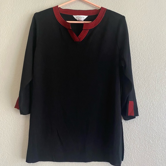 Misook | Tops | Misook Red Black Knit Blouse | Poshmark
